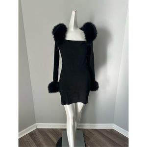 Guizio | Dresses | Guizio Faux Fur Off The Shoulder Mini Dress | Poshmark